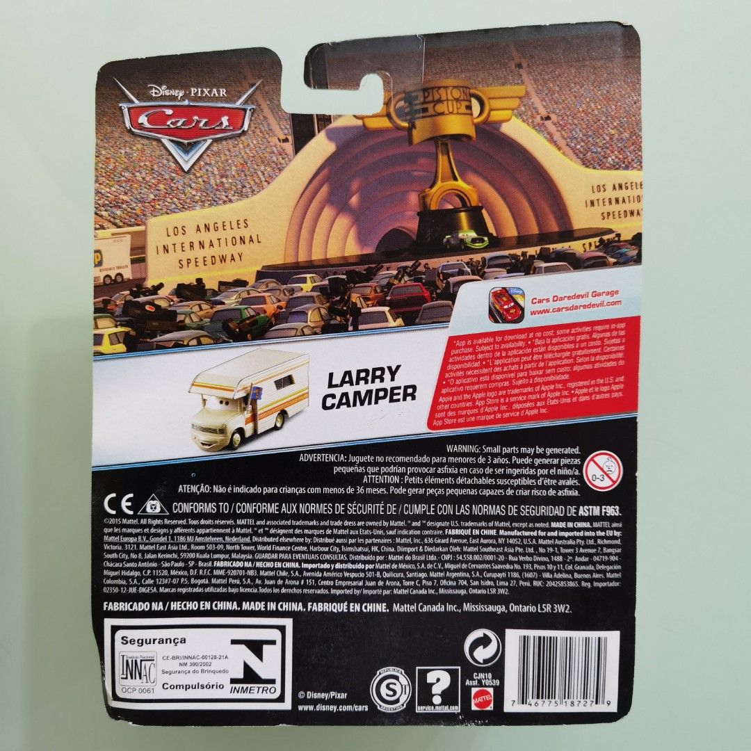 Mattel Disney Pixar Cars Piston Cup Larry Camper Diecast Car, 興趣及遊戲, 玩具 ...