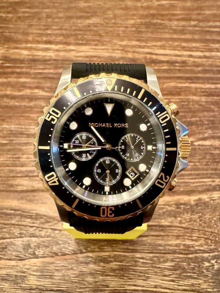 【Michael Kors】MK 全新 黑底金邊 水鬼系列 石英機芯 三眼計時運動手錶- Ouye Select Shop, 他的時尚, 手錶 ...