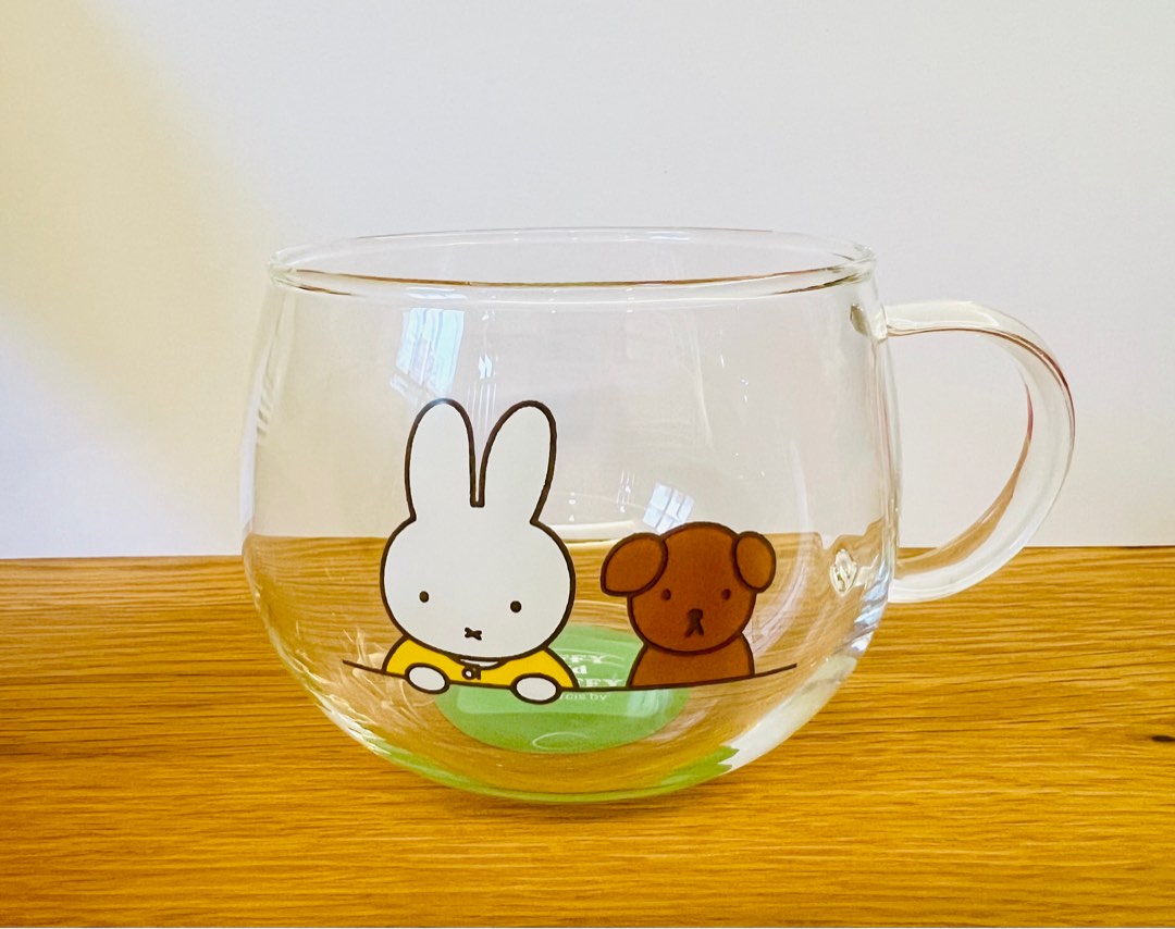 Miffy and Snuffy Glass Mug Green 400ml, Made in Japan, Furniture & Home ...