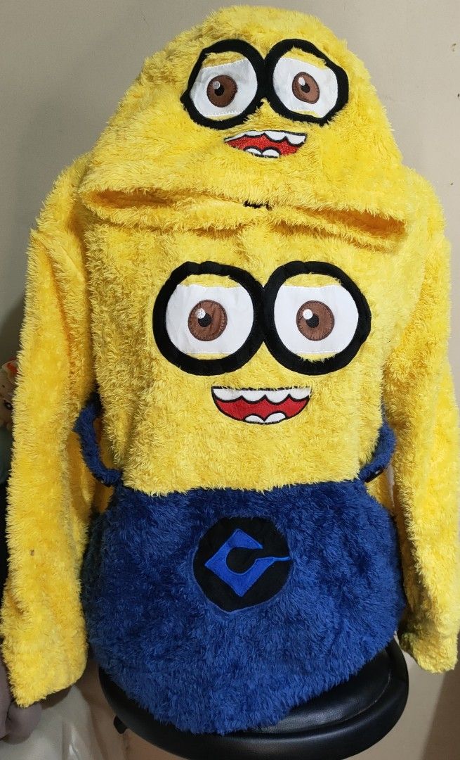 Minion Hoodie Fur Jacket, Women's Fashion, Coats, Jackets and Outerwear ...