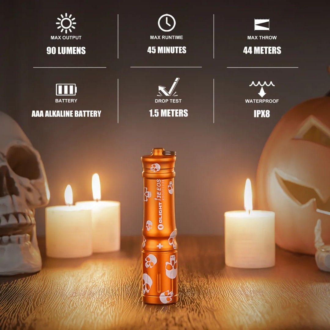 (Limited Edition) Olight i3E Orange Skull Keychain Flashlight, Sports ...