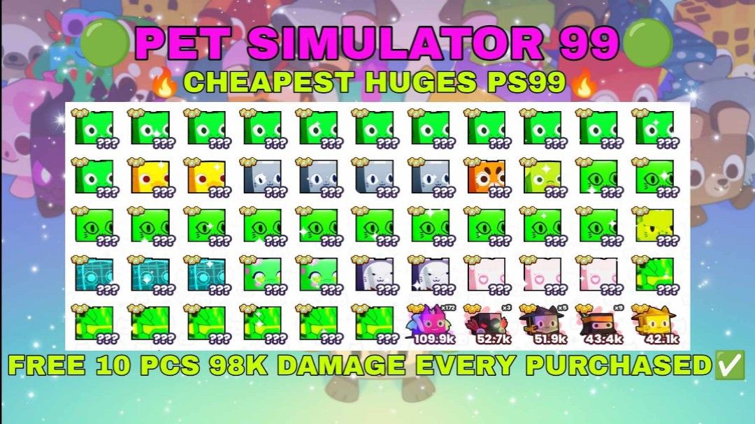 Pet Simulator 99 x Cheapest Huges, Video Gaming, Gaming Accessories, In ...