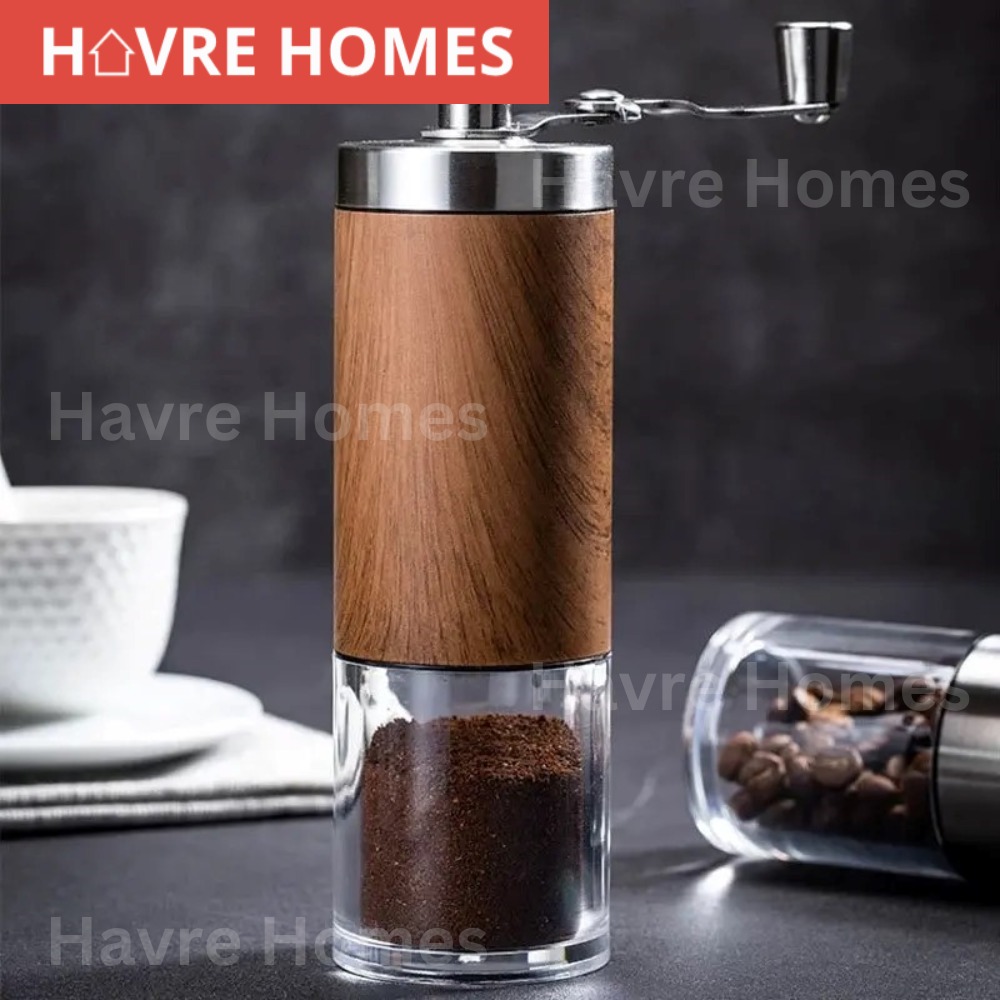 Portable Coffee Grinder Manual Household Coffee Bean Grinder Wood Grain ...