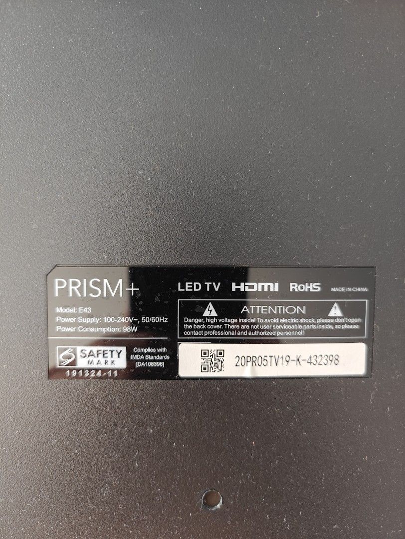 Prism+ 43 with remote control, TV & Home Appliances, TV & Entertainment ...