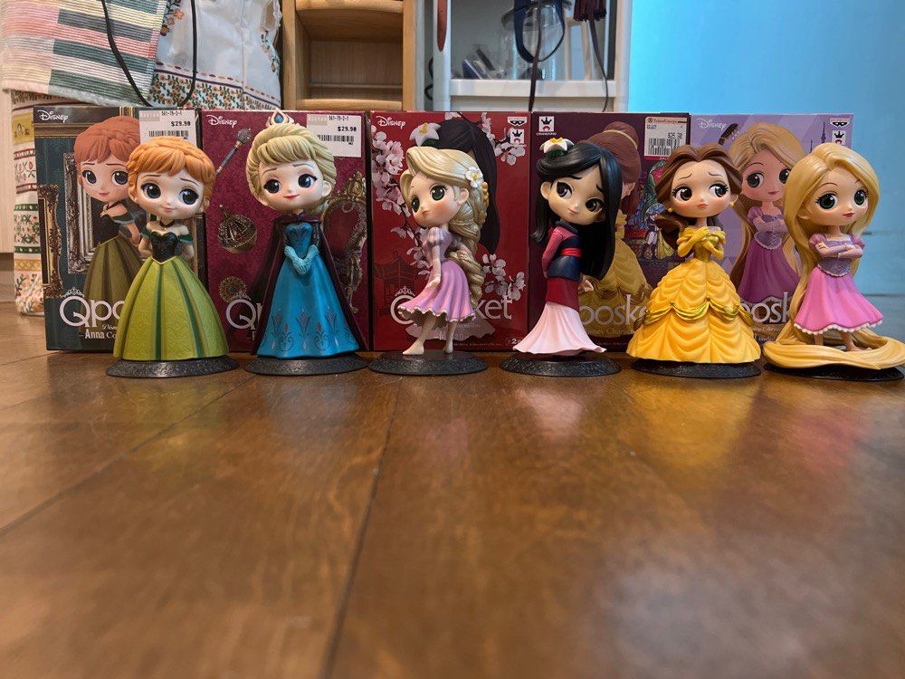 Q POSKET Disney princess Rapunzel Elsa Anna Mulan Belle, Hobbies & Toys ...