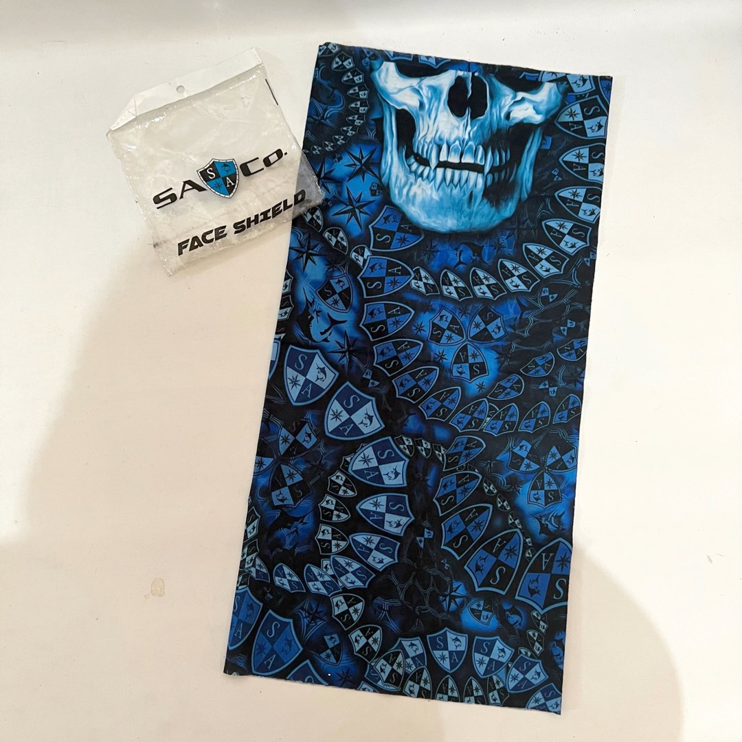 Saco - Face Shield Pria / Masker Motor Pria Biru Tengkorak Blue, Fesyen ...