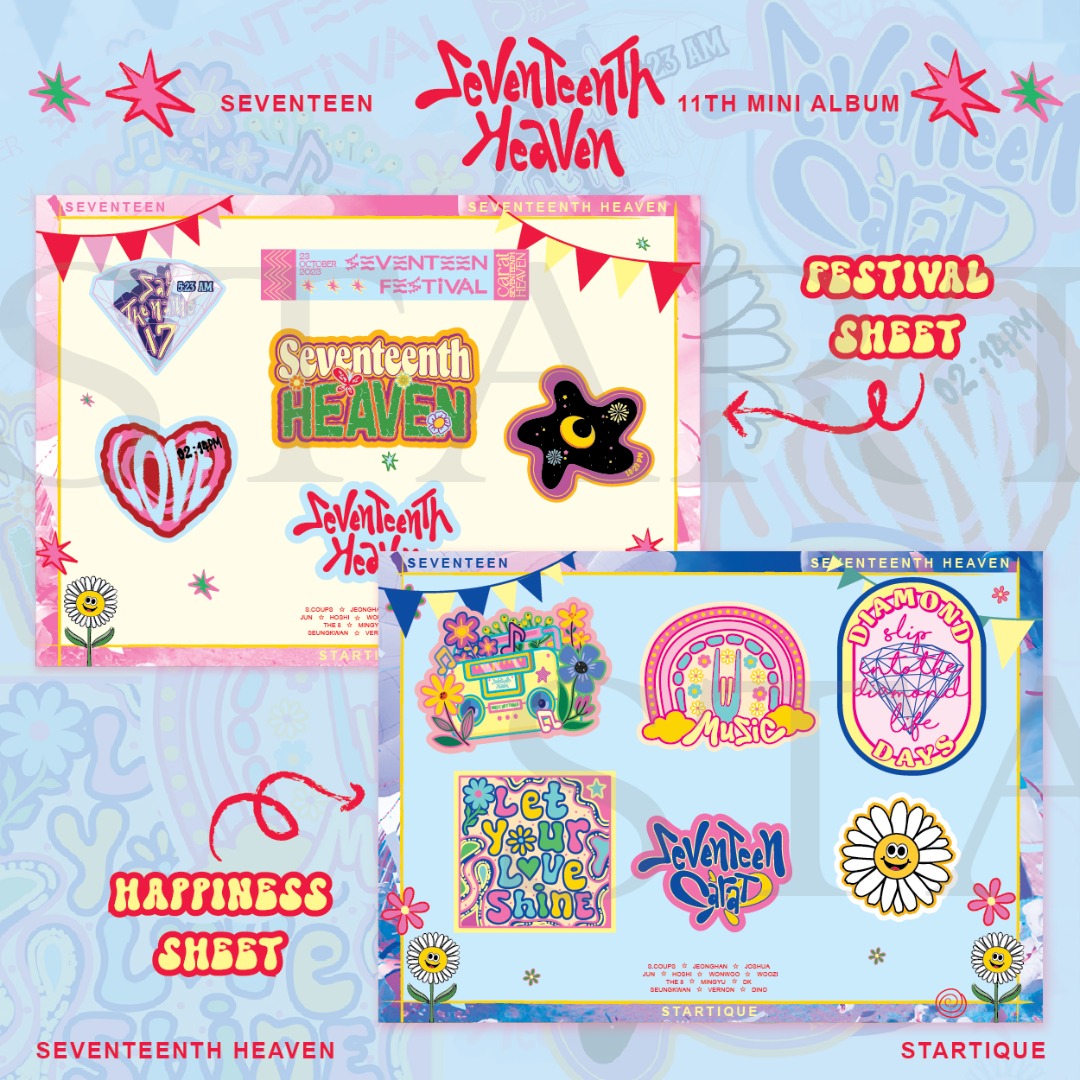 SEVENTEEN | SEVENTEENTH HEAVEN | STICKER SHEET AND LOOSE PACK, Hobbies ...