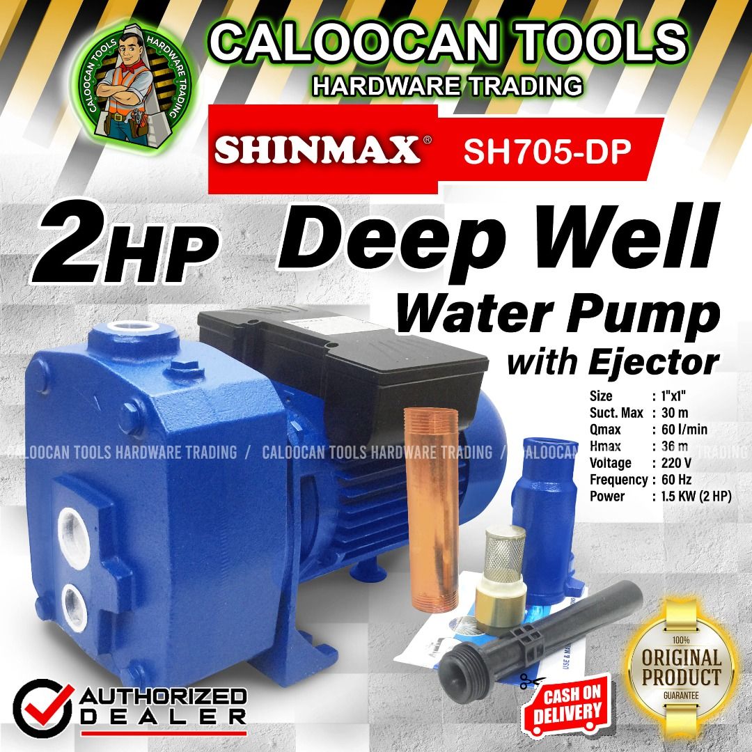 SHINMAX Japan Deep Well Water Pump with Ejector 2HP - (SH705-DP ...