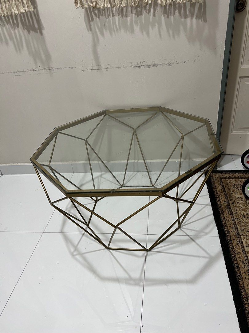 SSF Gold Diamond shape coffee table meja, Furniture & Home Living ...