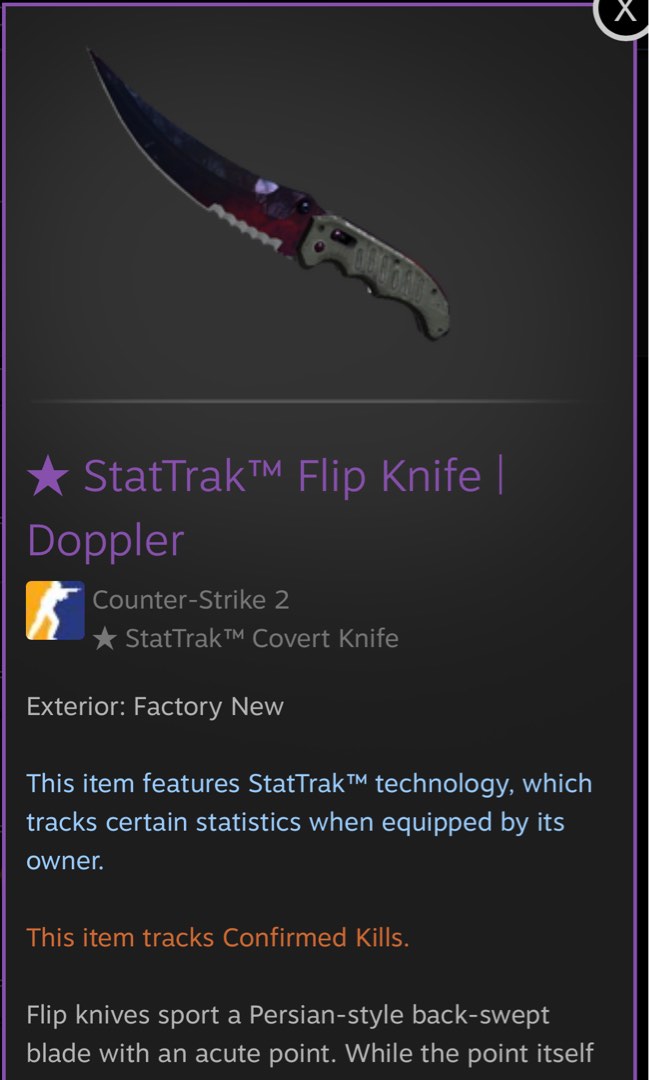 CS ST Flip Knife Doppler, Video Gaming, Gaming Accessories, In-Game ...