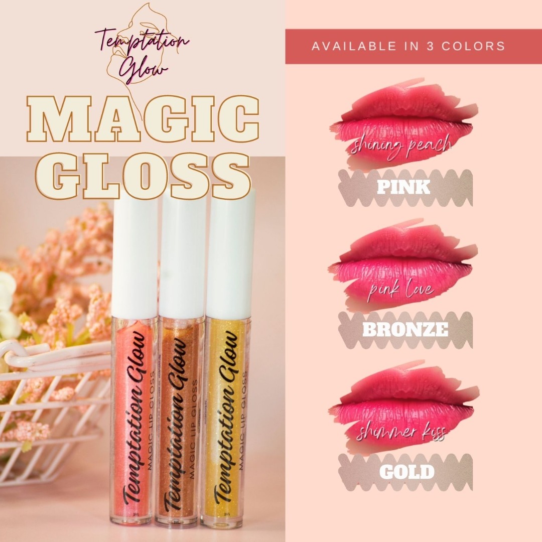 TEMPTATION GLOW MAGIC LIP GLOSS 3ml FOR LADIES, Beauty & Personal Care ...