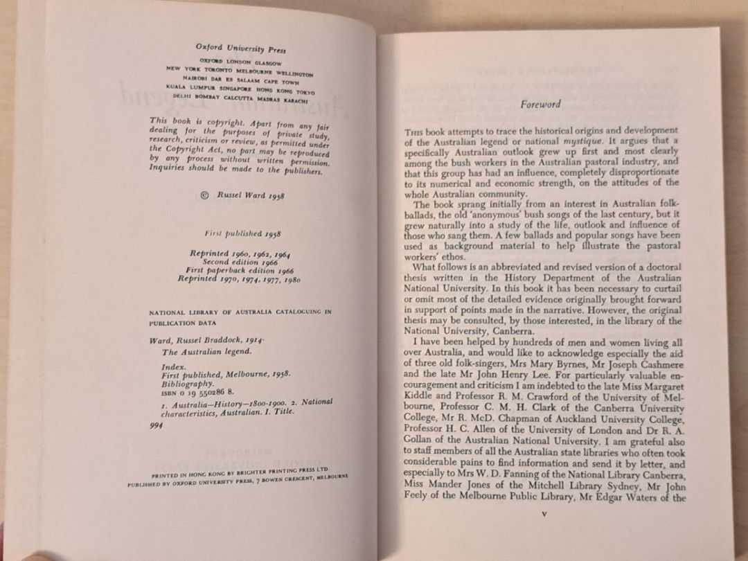 The Australian Legend by Russel Ward, Hobbies & Toys, Books & Magazines ...