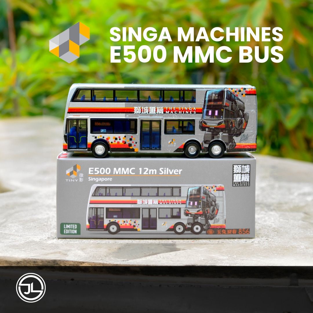 Tiny 1:110 Singa Machines E500 MMC Singapore Double Decker Silver Bus, Hobbies & Toys, Toys ...