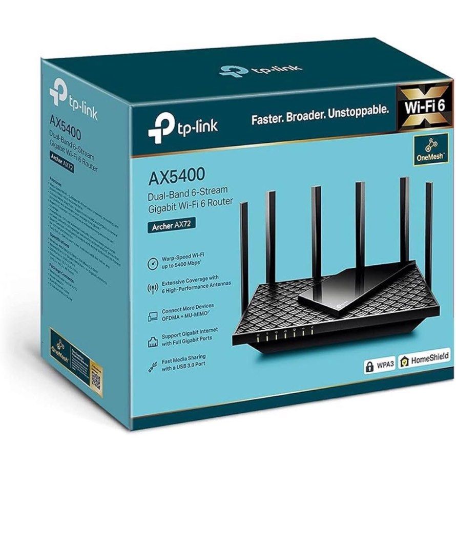 Tp-link AX5400 Dual Band 6-stream gigabit WiFi 6 router, Computers ...