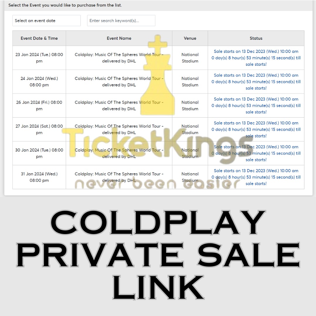 [UNIQUE, FEW LEFT] Coldplay Infinity Tickets Purchase Link, Tickets ...