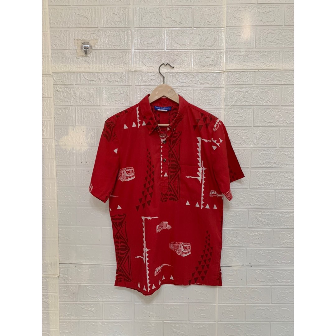 Vintage Island Traditions Hawaii Aloha Shirt (Red), Men's Fashion, Tops ...