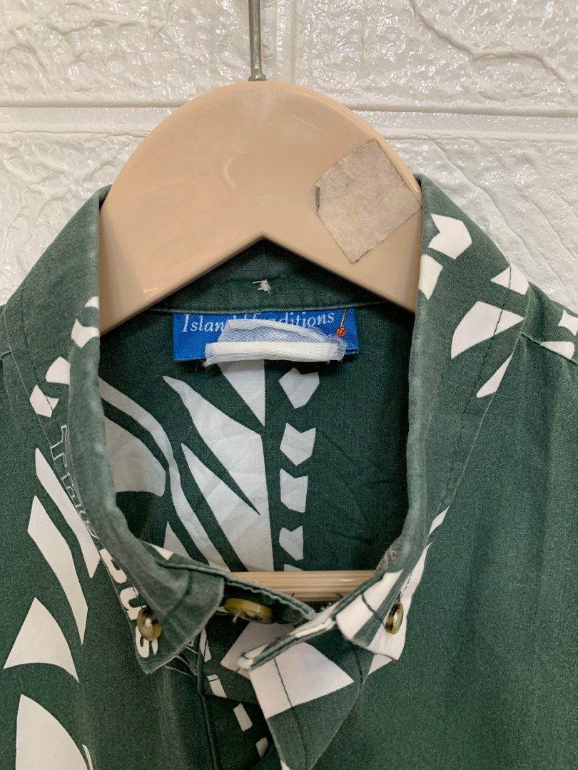 Vintage Island Traditions Hawaii Aloha Shirt (Green), Men's Fashion ...