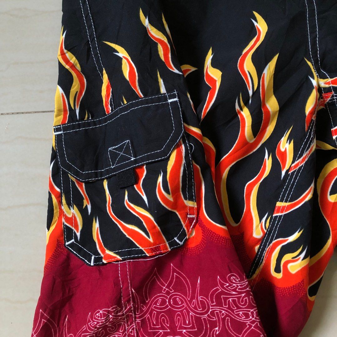 Wave flame shorts, Men's Fashion, Bottoms, Shorts on Carousell