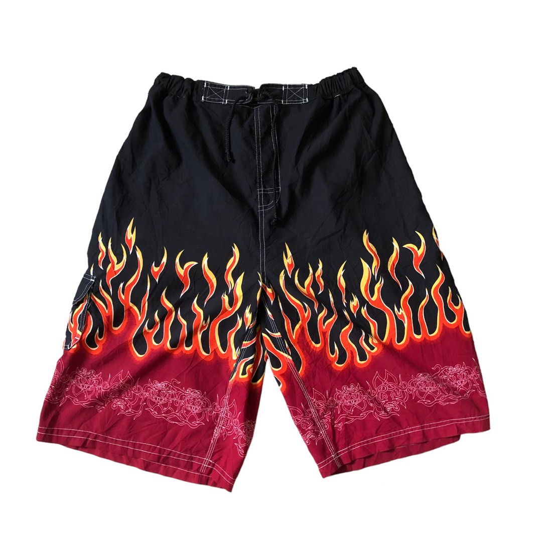 Wave flame shorts, Men's Fashion, Bottoms, Shorts on Carousell
