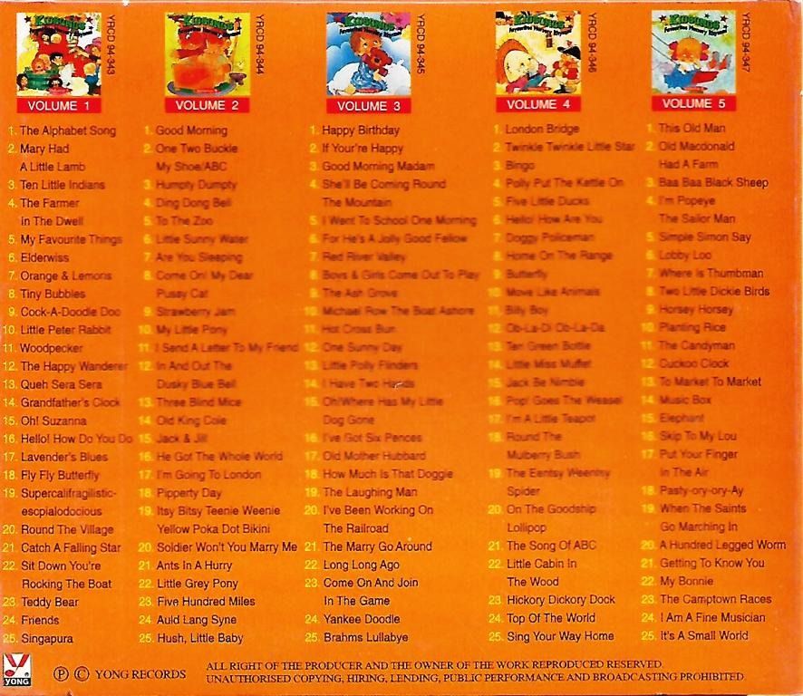 100 Kidsongs Favourite Nursery Rhymes 5CD Alphabet Song Happy Birthday ...