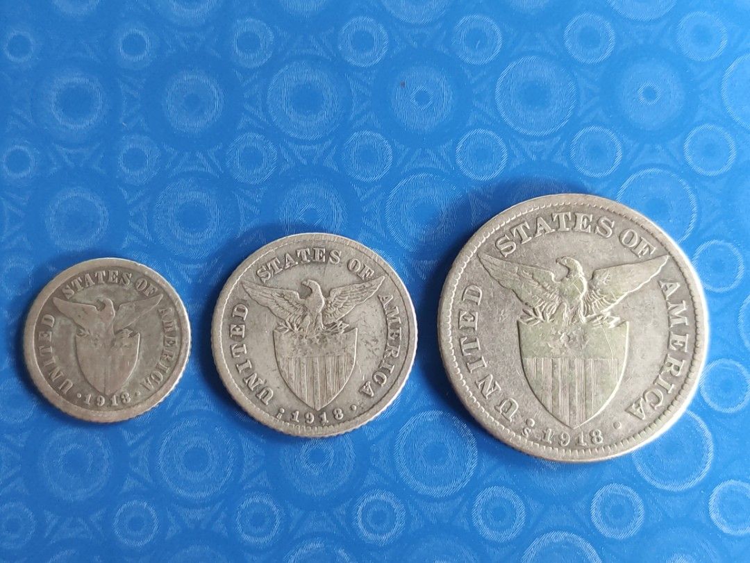 1918 Ten,Twenty and Fifty Centavos USPI Silver Coins, Hobbies & Toys ...