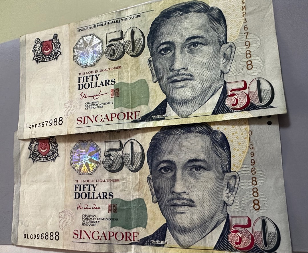 $50 note Singapore note with good numbers 88 and 888, Hobbies & Toys ...