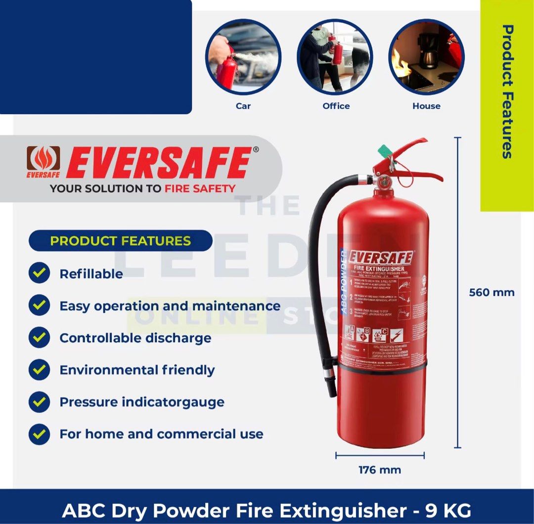 (Last 1 units) 9KG EVERSAFE ABC Powder Fire Extinguisher - 9kg, Babies & Kids, Baby Nursery ...
