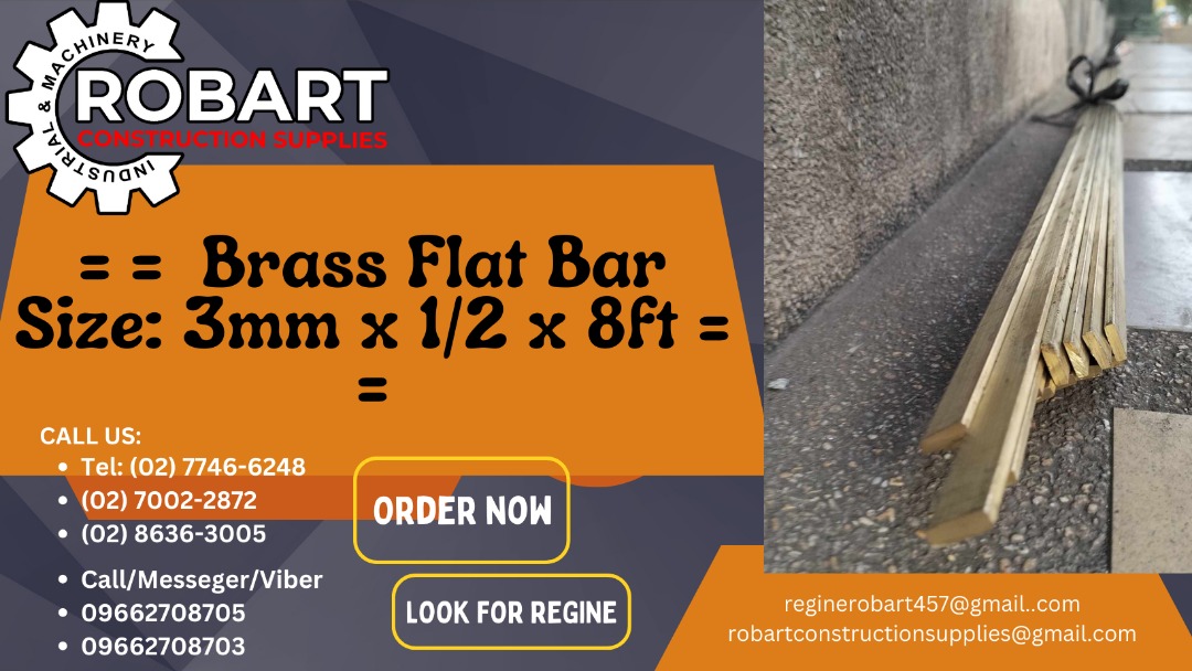 Brass Flat Bar Size: 3mm x 1/2 x 8ft = =, Commercial & Industrial ...