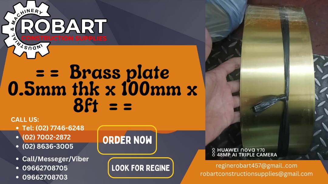 Brass plate 0.5mm thk x 100mm x 8ft = =, Commercial & Industrial ...