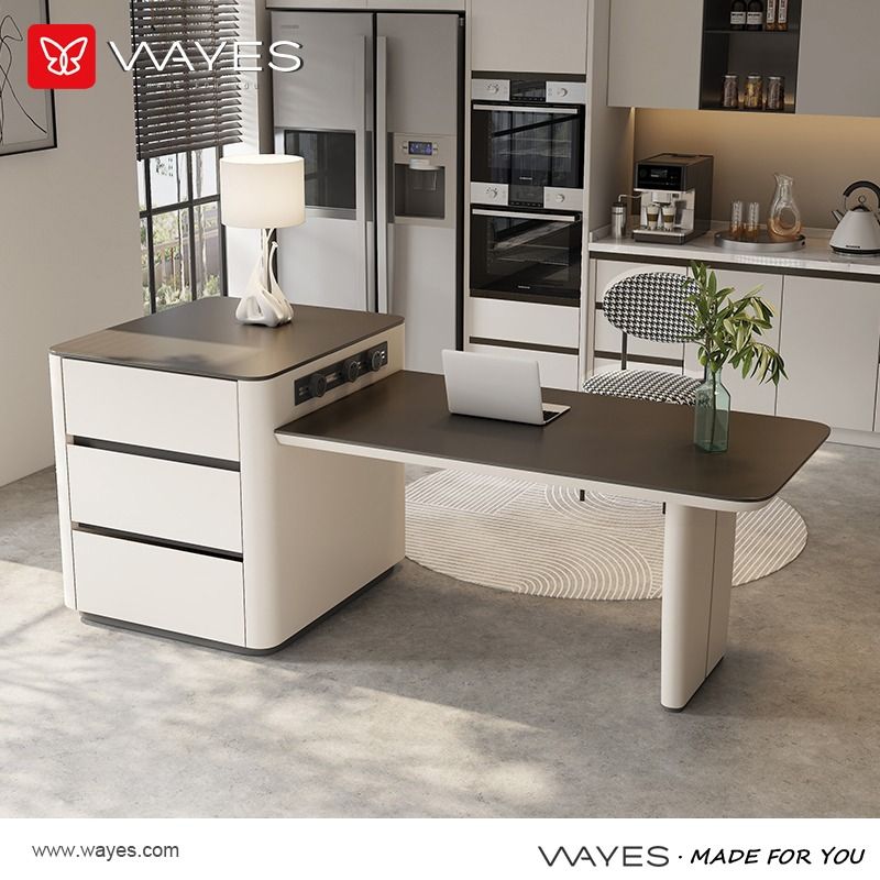 Adjustable retractable Sintered countertop Kitchen Island Dining Table ...