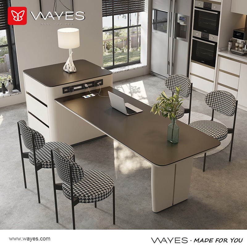 Adjustable retractable Sintered countertop Kitchen Island Dining Table ...