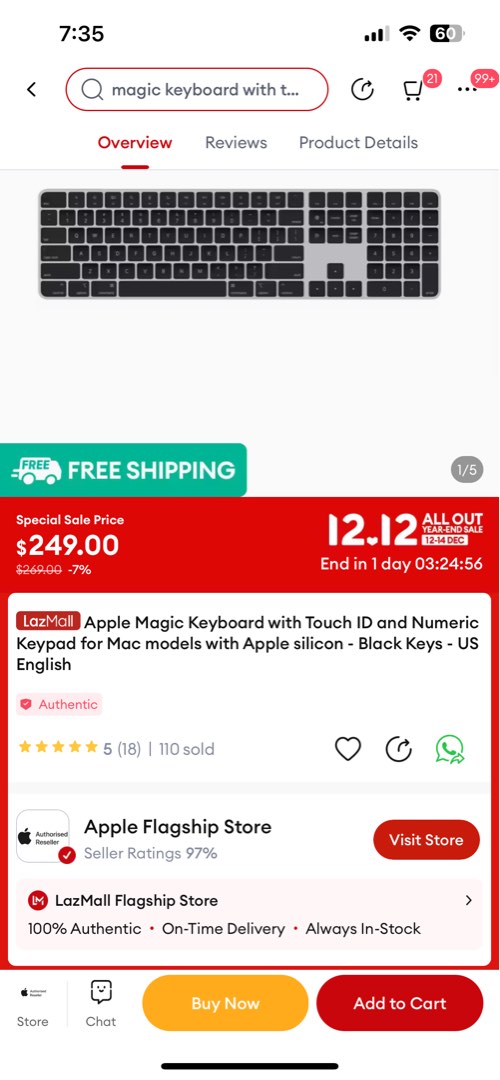 Apple Magic Keyboard With Touch Id And Numeric Keypad For Mac Models With Apple Silicon Black