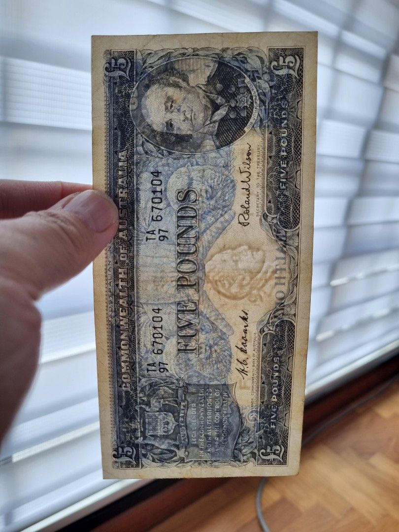 Australia 1954 five 5 pounds note Original condition, Hobbies & Toys ...