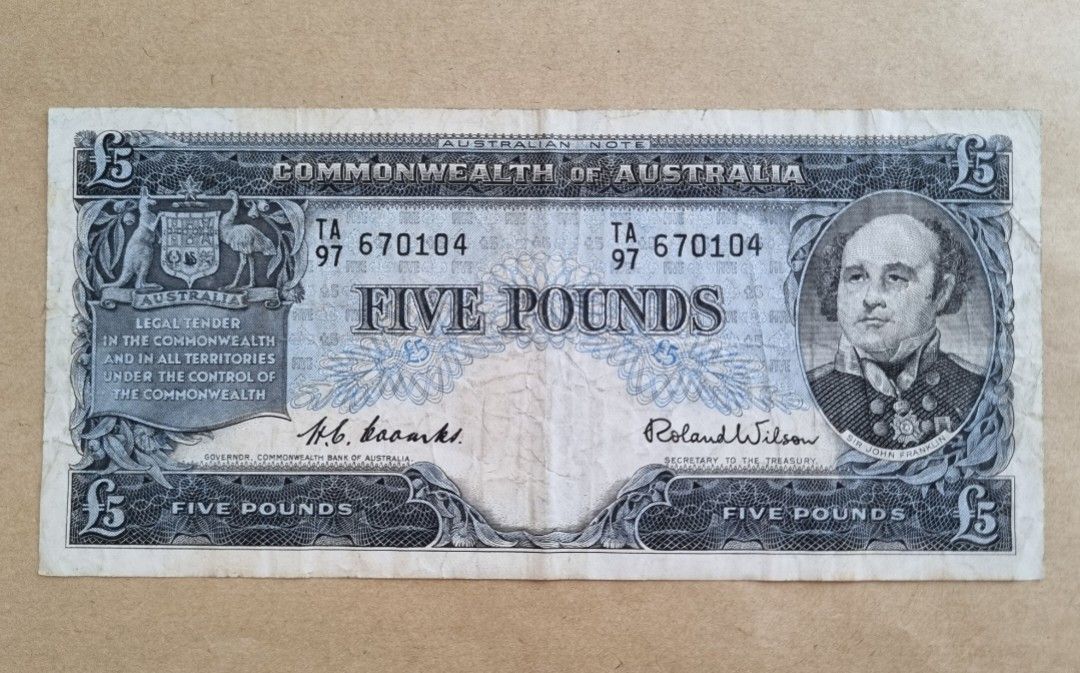 Australia 1954 five 5 pounds note Original condition, Hobbies & Toys ...