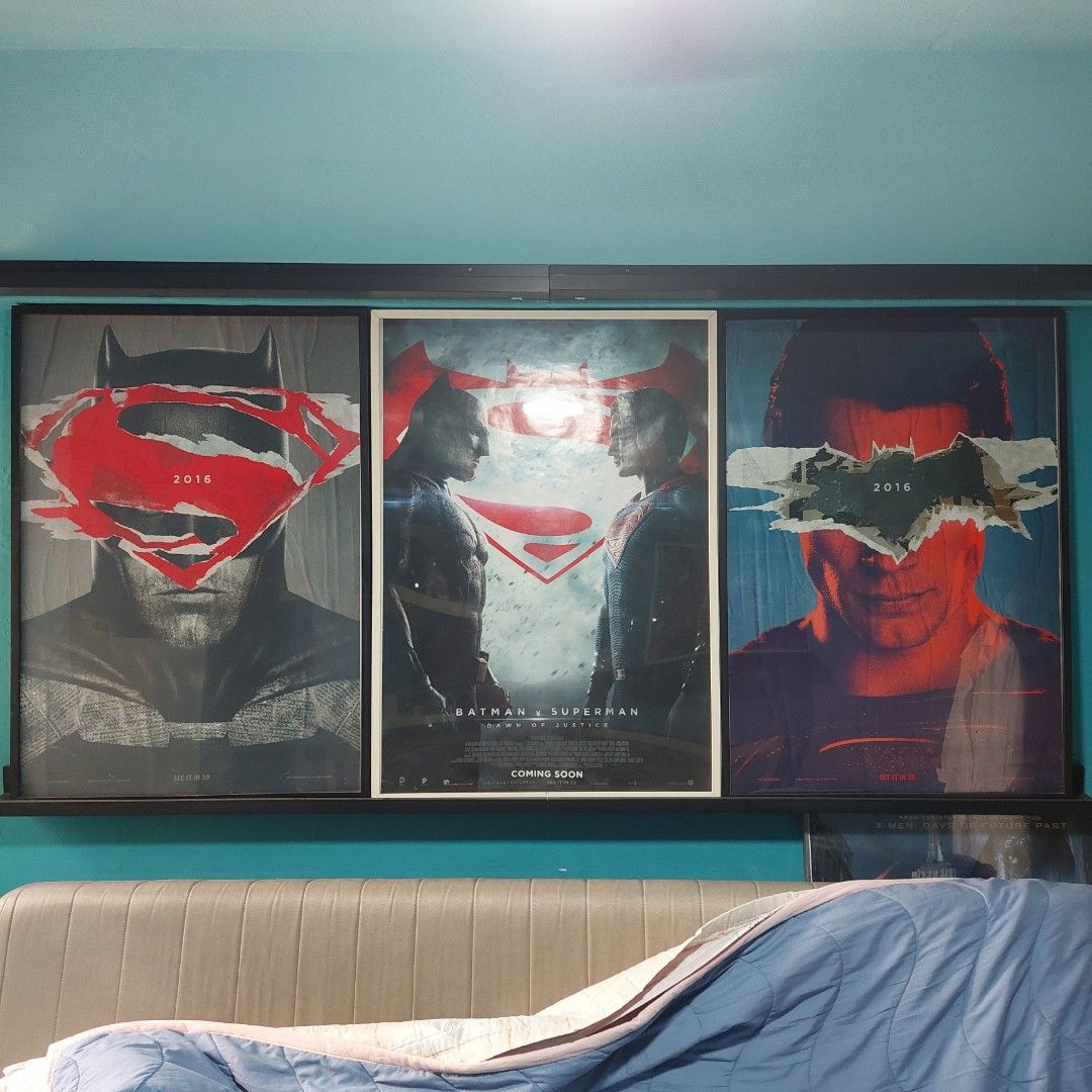 Batman v Superman movie posters with frame, Furniture & Home Living ...