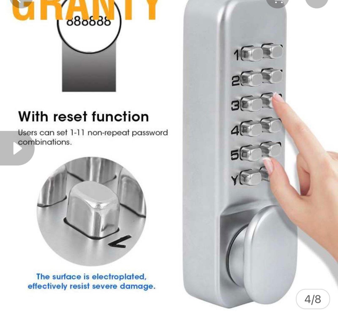 BNIB Mechanical coded door lock, Furniture & Home Living, Security ...