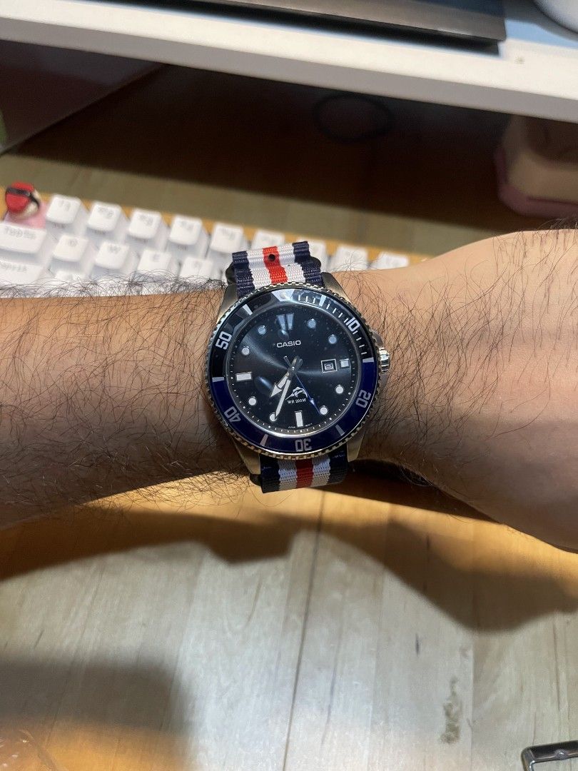 Casio Duro MDV-106 "Batman" w/ NATO strap, Men's Fashion, Watches ...