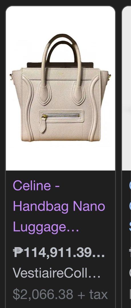 CELINE Nano Luggage in rare PALE PINK color drummed leather, Luxury, Bags & Wallets on Carousell