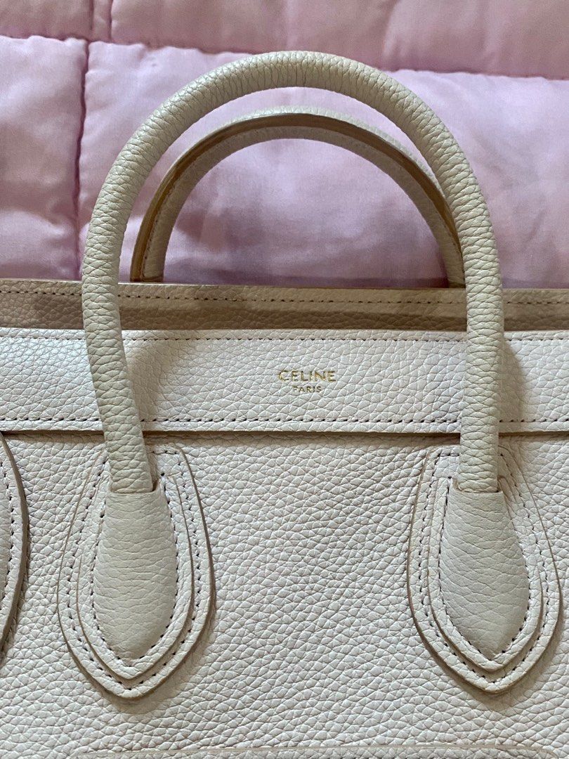 CELINE Nano Luggage in rare PALE PINK color drummed leather, Luxury, Bags & Wallets on Carousell