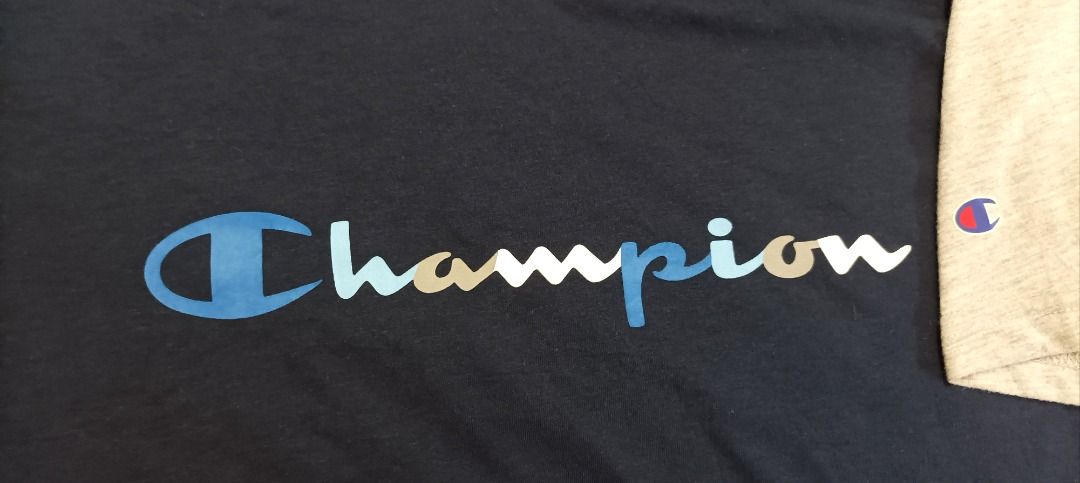 Champion Script 2 Tone Gray - Navy Blue Shirt, Men's Fashion ...