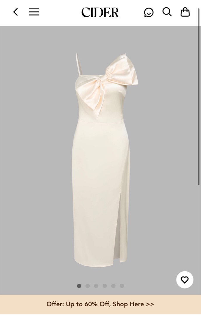Cider Satin Bow Split Midi Dress - Medium, Women's Fashion, Dresses & Sets, Dresses on Carousell