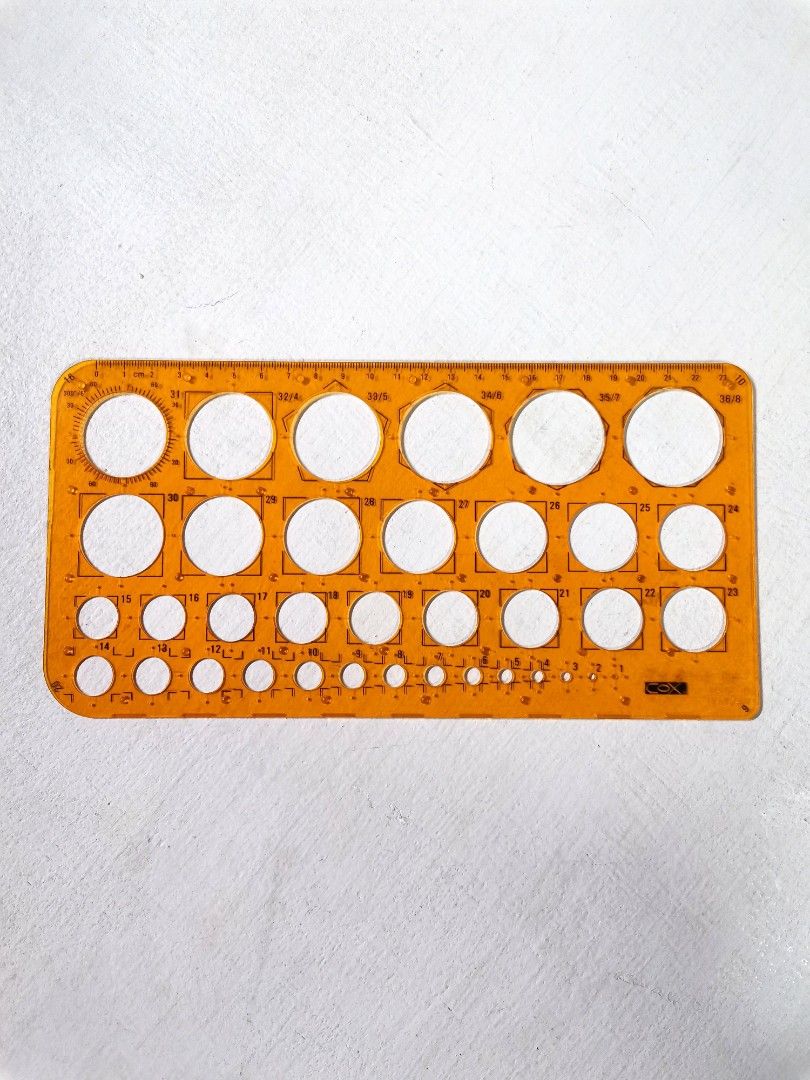 Circular Template Ruler | Alphabet Ruler | Mini Protractor (Set 3 in 1 ...