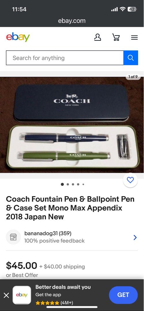 Coach Fountain Pen and Ballpoint Pen Set, Hobbies & Toys, Stationery ...