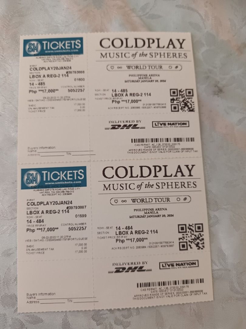 Coldplay Music of the Spheres, Tickets & Vouchers, Event Tickets on ...