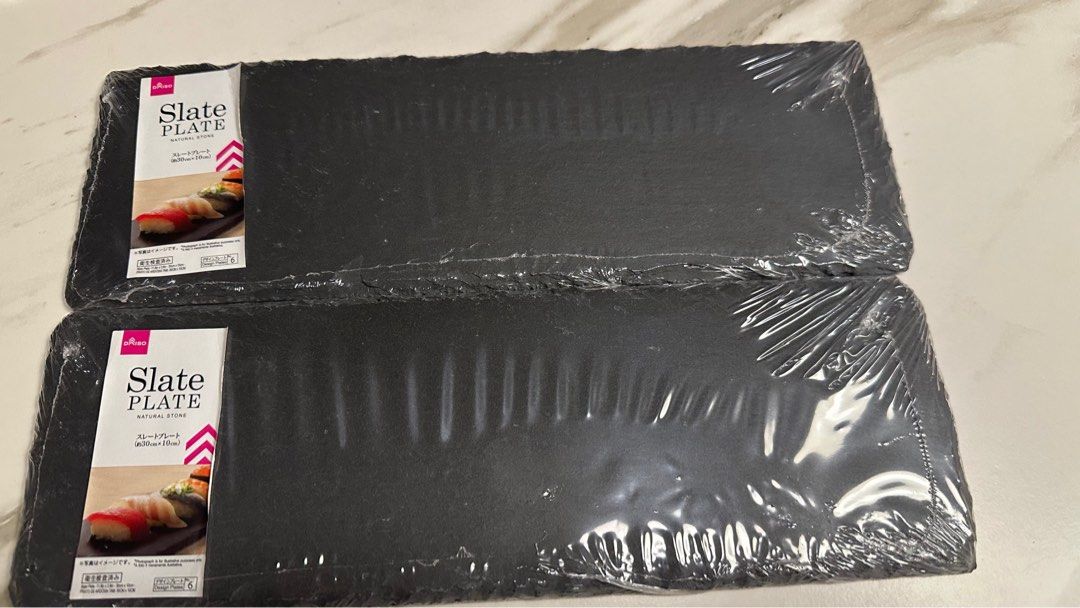 Daiso Natural Stone Slate Plate 30cm x 10cm, Furniture & Home Living ...