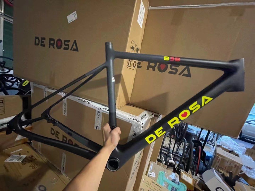 DeRosa 838 意大利 德羅薩 碳纖維公路車架 藍白 黃黑 黑灰 尺寸齊全 disc roadbike frame, 運動產品, 單車及 ...