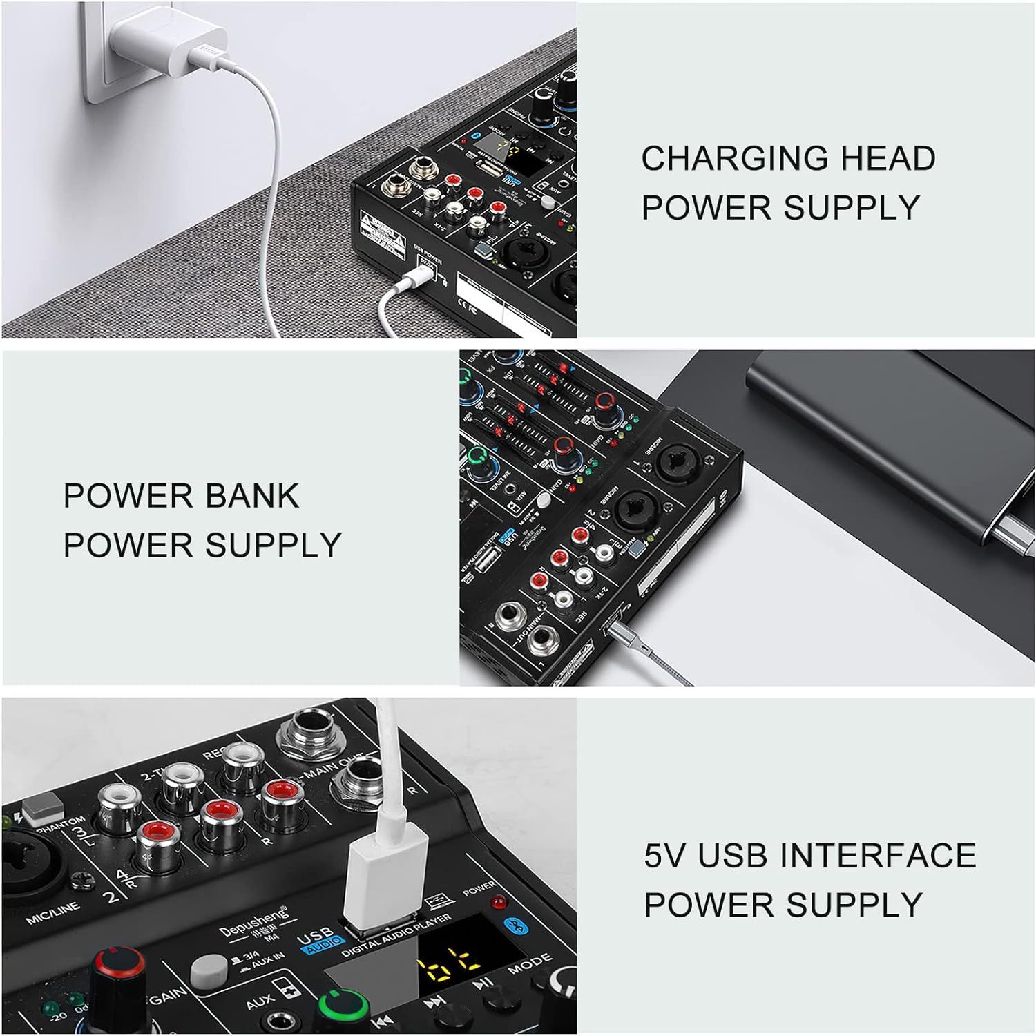 Dj Mixers 4 Channel Audio Mixer Sound Board with Bluetooth, Usb Audio ...