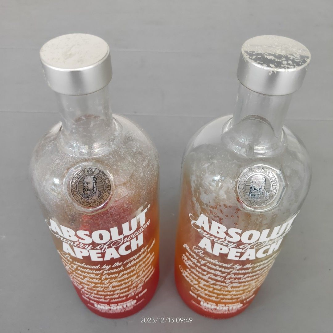Empty Absolut Vodka Glass Bottles (1 Litre Capacity: Beri Acai ...