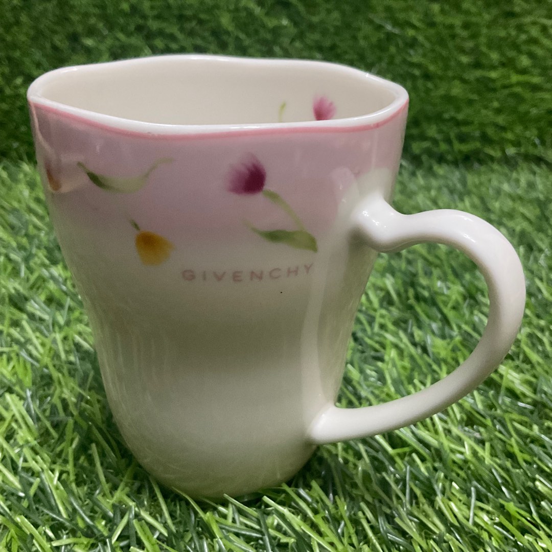 Givenchy Yamaka Porcelain Pink Flower Band Rim Coffee Mug Tea Cup with ...