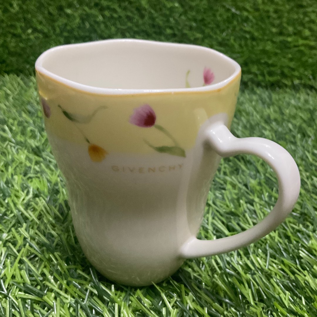 Givenchy Yamaka Porcelain Yellow Flower Band Rim Coffee Mug Tea Cup ...